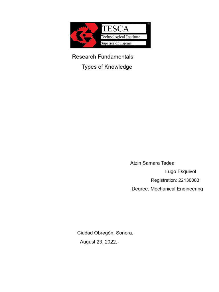 Types of Knowledge Explained | PDF | Knowledge | Experience