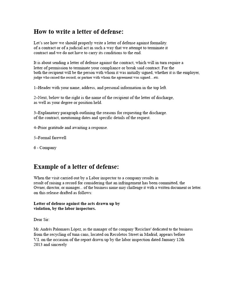 How To Write A Letter of Defense | PDF