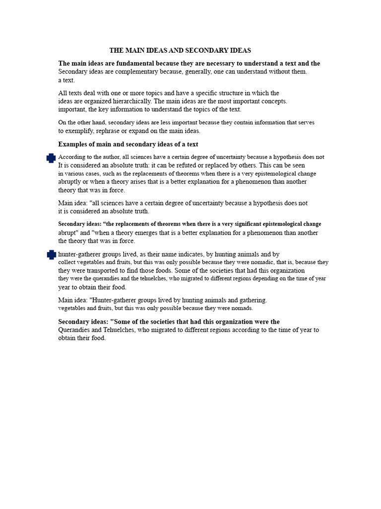 Understanding Main and Secondary Ideas | PDF