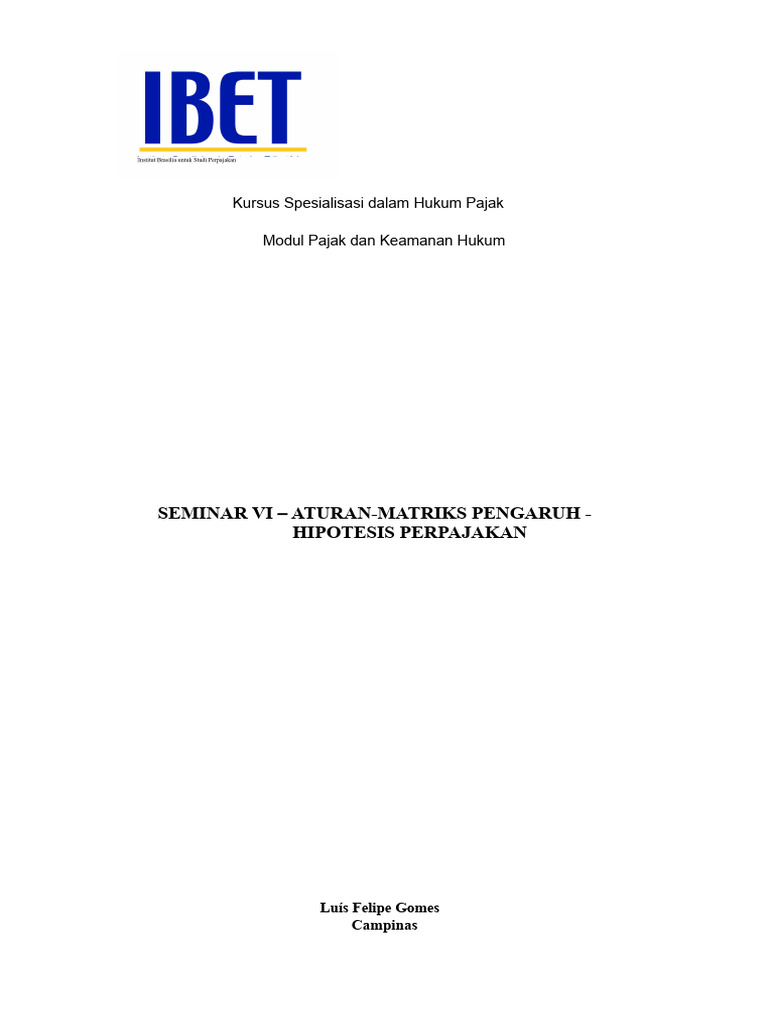 SEMINAR VI - Aturan Matriks Penerapan Pajak | PDF