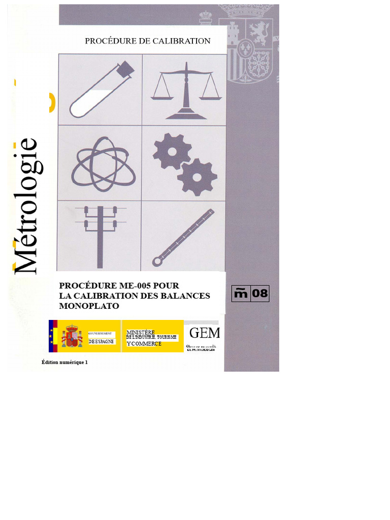 Calibration des balances monoplato ME-005 | PDF | Calibrage | Balance ...