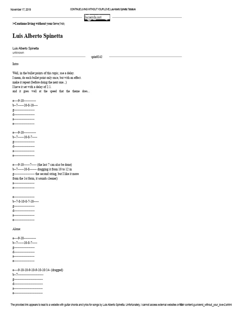 Luis Alberto Spinetta Guitar Tabs | PDF | Musical Compositions | Musicology
