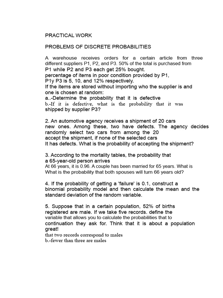 Discrete Probability Problems and Solutions | PDF | Probability ...