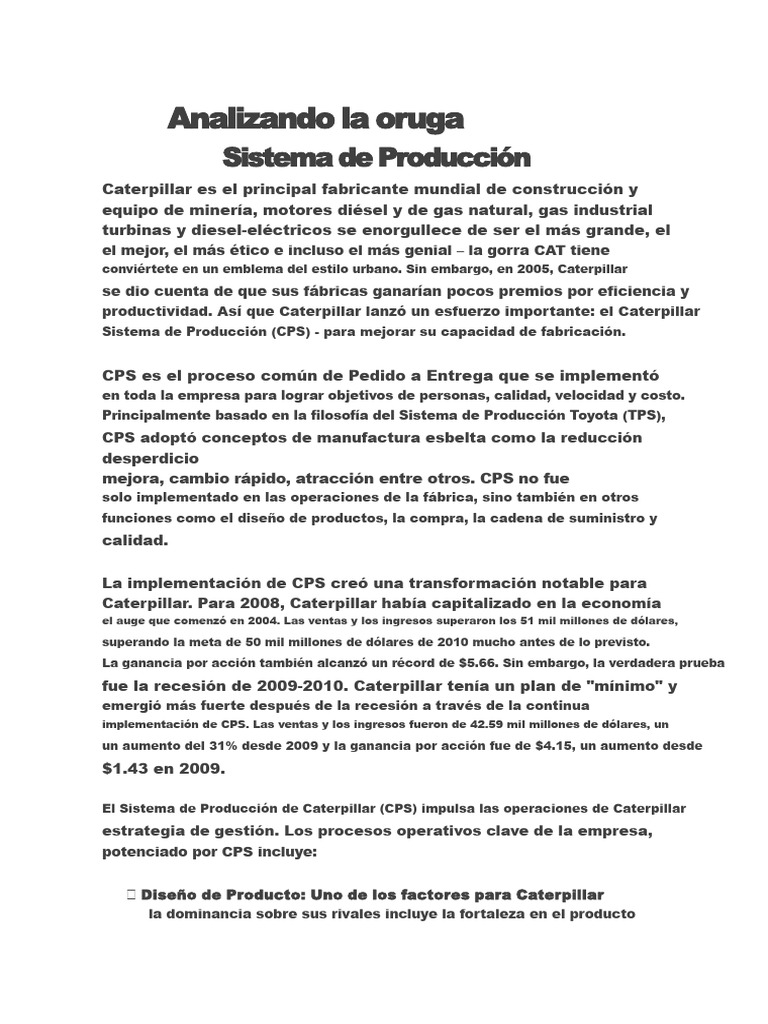 Sistema de Producción de Caterpillar (CPS) | PDF | Calidad (comercial ...