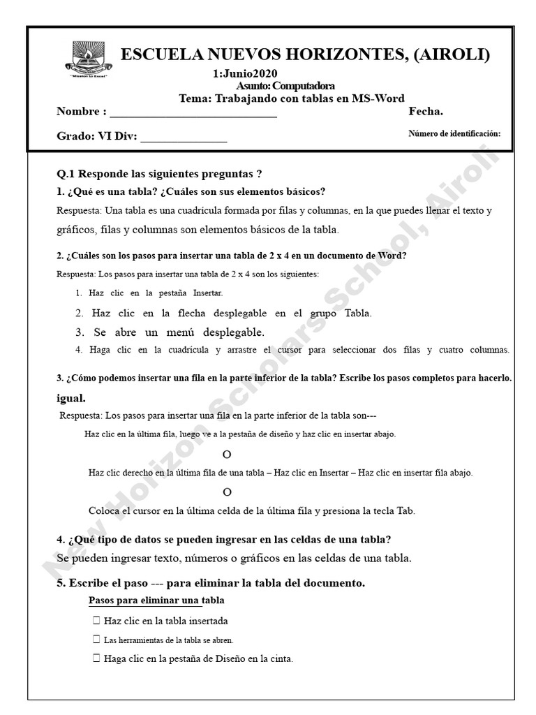 GRADO 6 - Asignatura Informática - Hoja de Habilidades No. 1 - Tema ...