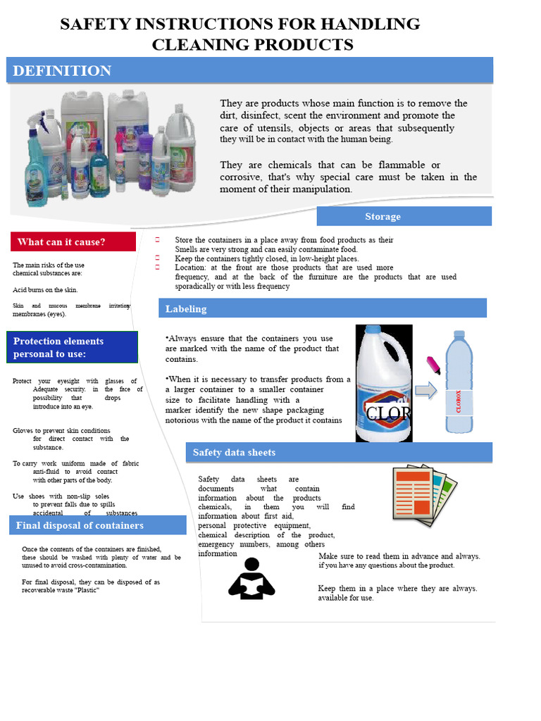 Safety Instructions Cleaning Products | PDF | Personal Protective Equipment