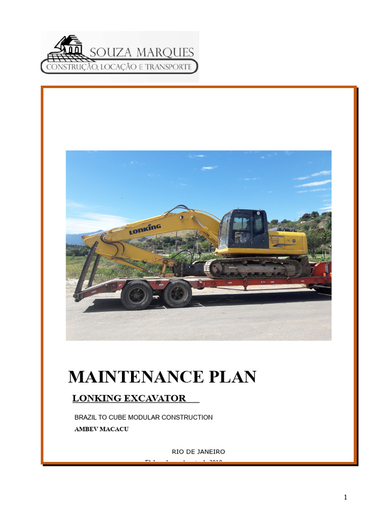 Excavator Maintenance Plan | PDF | Safety