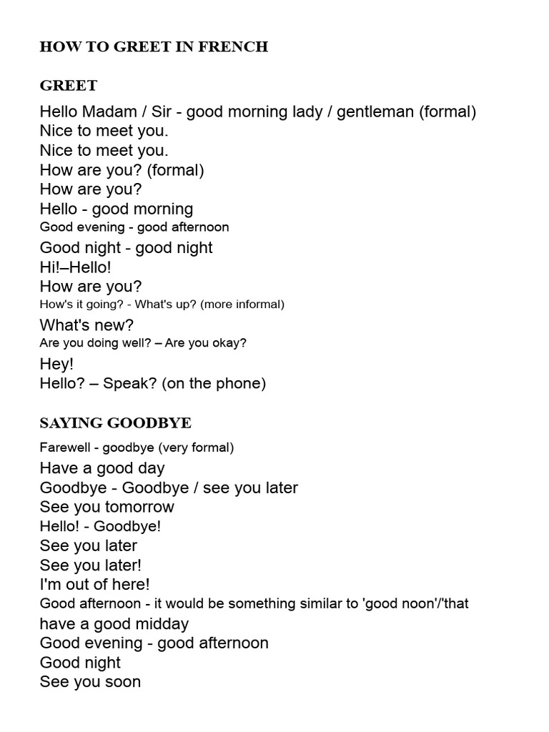 French Greetings-Farewells | PDF