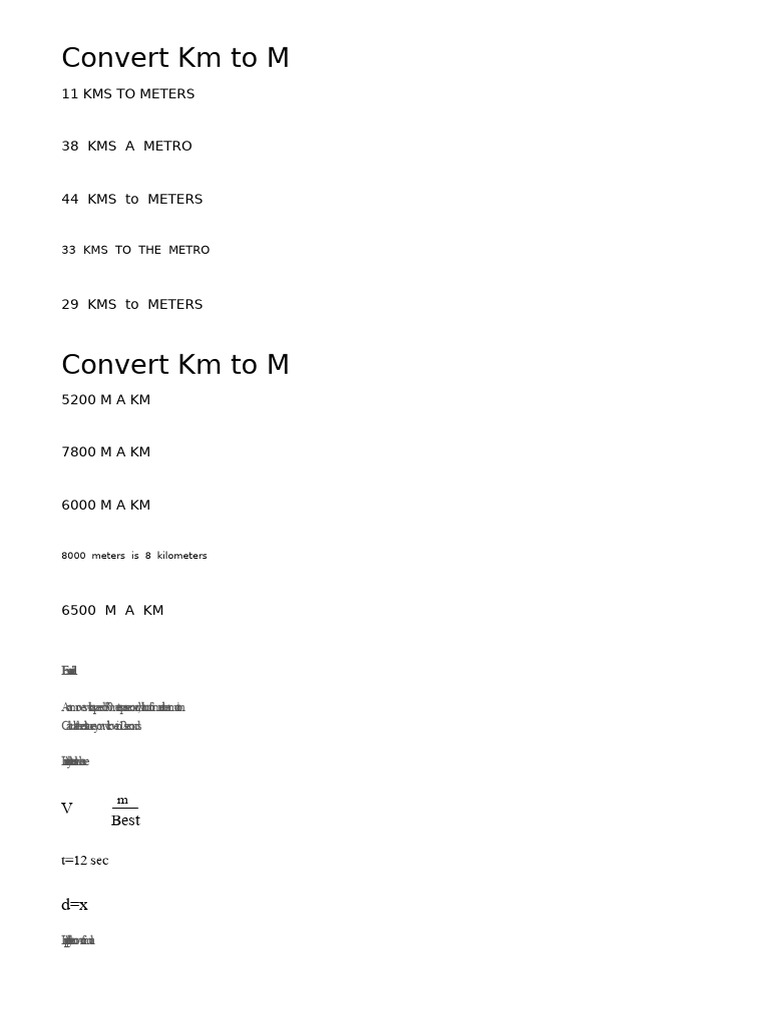 Exercises Convert KM To M | PDF