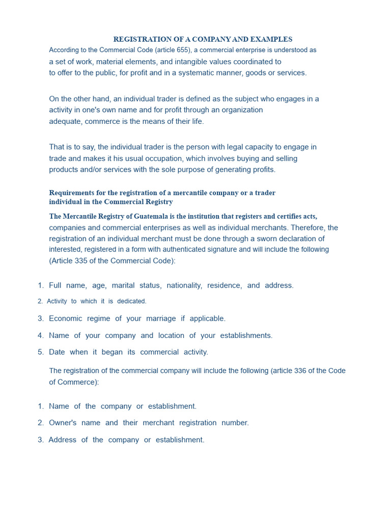 Company Registration Process in Guatemala | PDF | Business