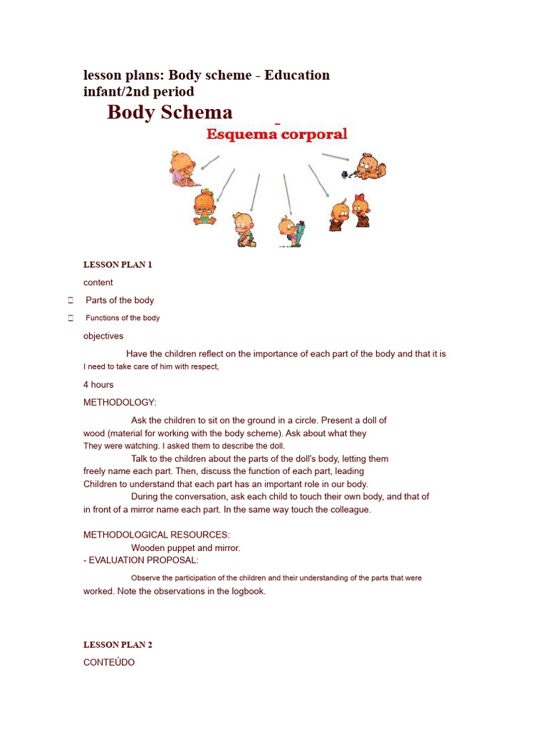 Body Schema Lesson Plans for Kids | PDF | Hand