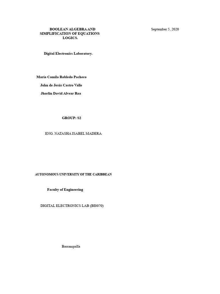Report #2 of Lab. Electronics01 | PDF | Boolean Algebra | Teaching Mathematics