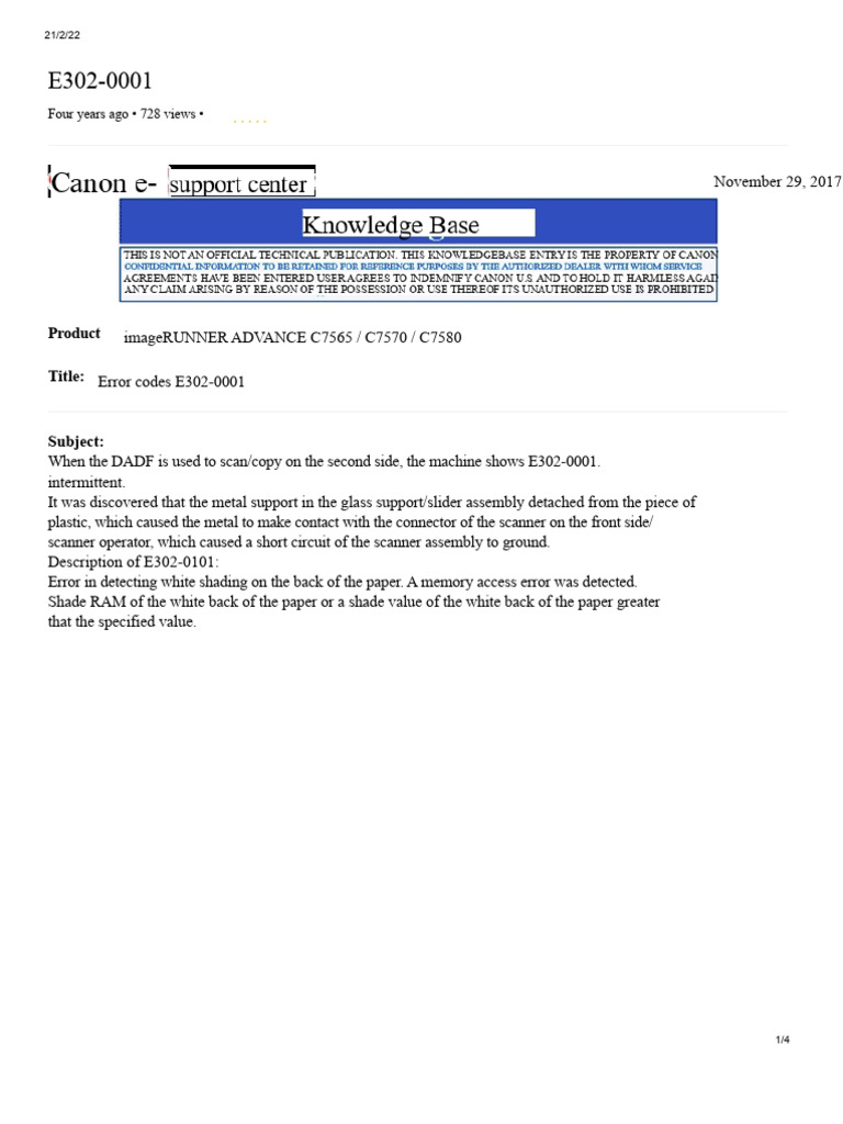 E302-0001 Error Resolution Guide | PDF