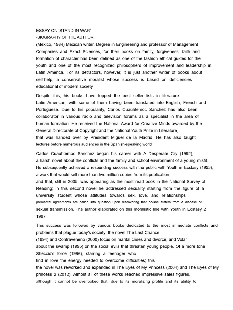 Official Essay On Stand Up For War | PDF | Electronic Cigarette | Cocaine