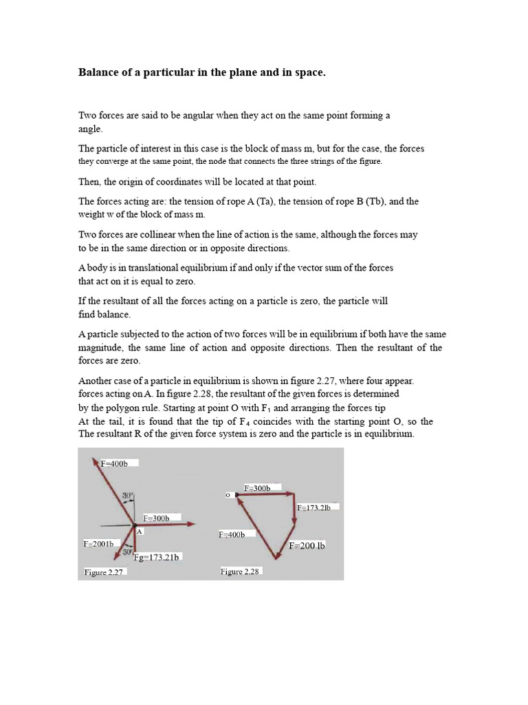 Equilibrium of A Particle in The Plane and in Space 3 | PDF | Force | Physics