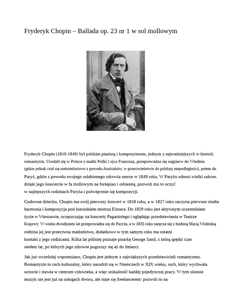 Chopin Analiza Ballata 1 | PDF
