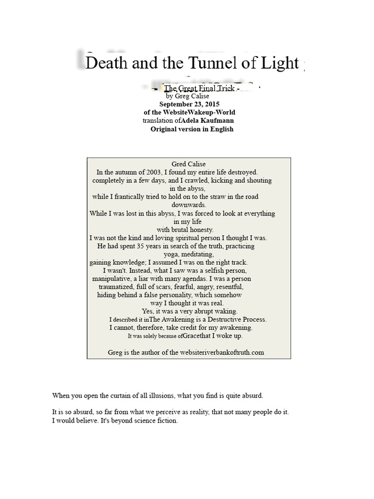 Death and The Tunnel of Light | PDF | Heaven | Jesus