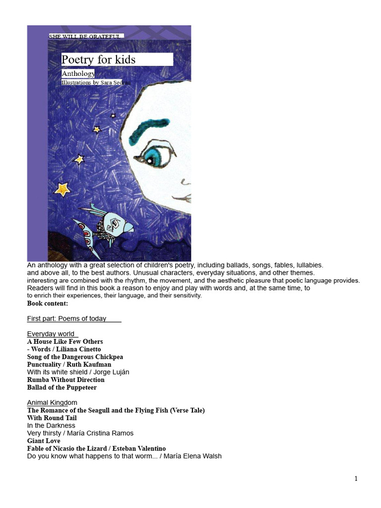 Poetry For Kids Anthology Alfaguara Publishing | PDF | Poetry