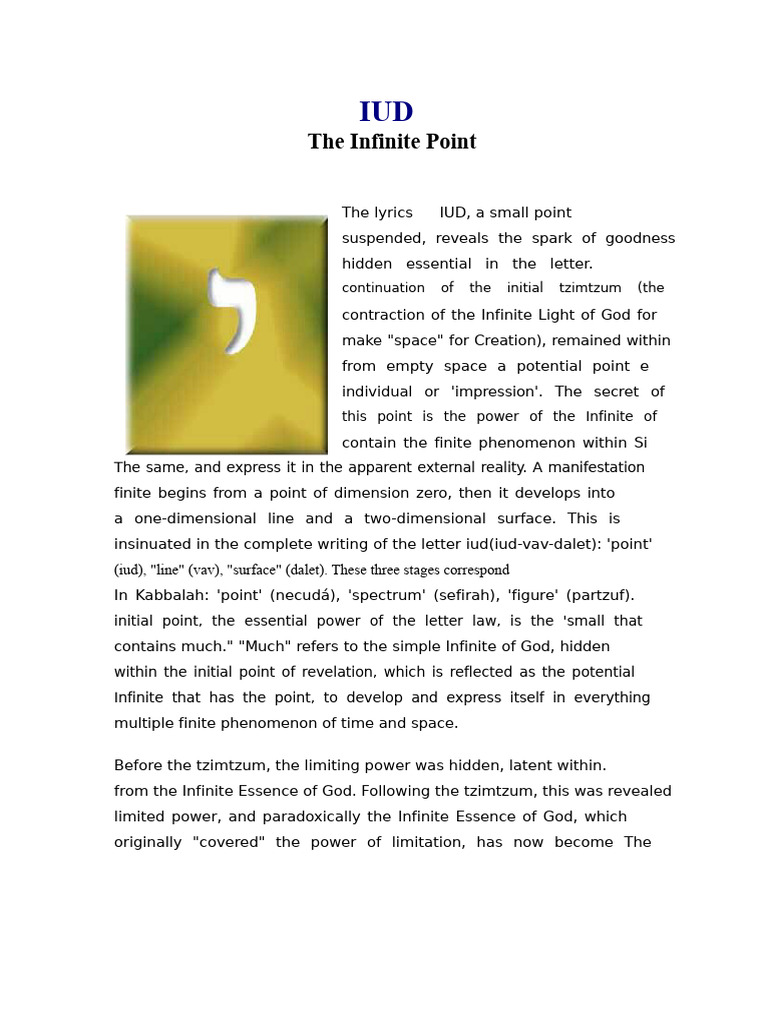 The Infinite Point: (Iud), "Line" (Vav), "Surface" (Dalet) - These ...