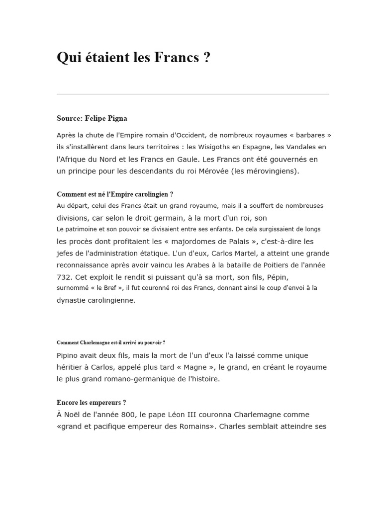 Origine et histoire des Francs | PDF | Franks | Charlemagne