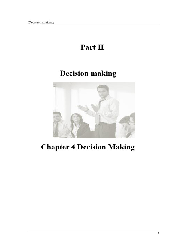 Part II - Chapter - 4 - Decision Making PDF | PDF | Decision Making | Risk