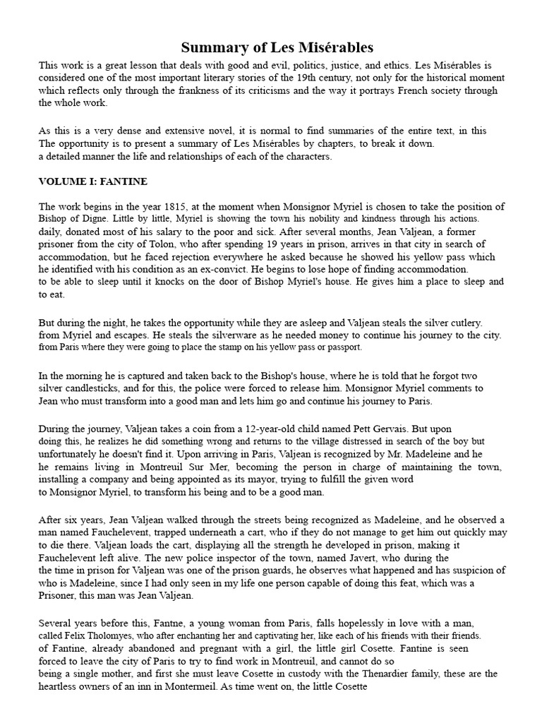 Les Misérables Chapter Summary | PDF | Cosette | Marius Pontmercy