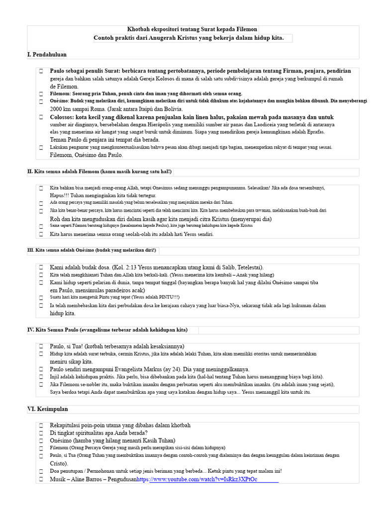 Khotbah Ekspositori Surat Filemon | PDF