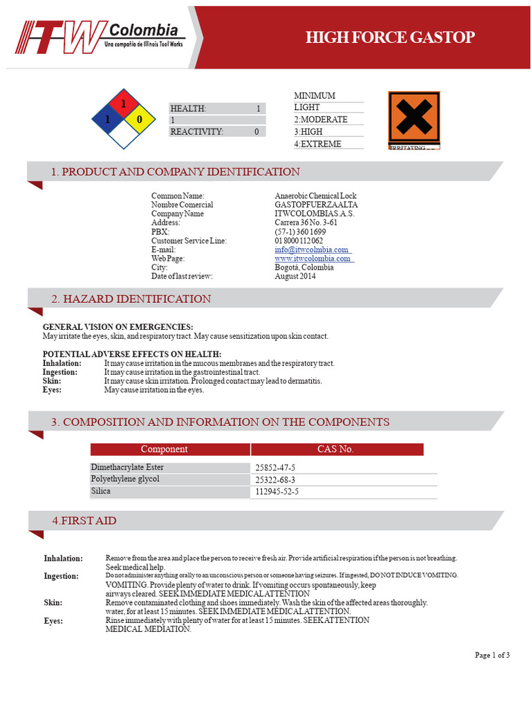 High Power Gastop Safety Data Sheet PDF | PDF | Water | Combustion