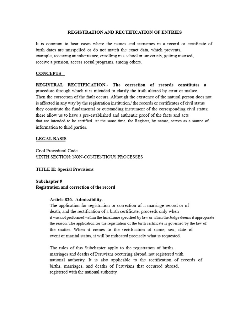 Rectification of Civil Registration Errors | PDF | Birth Certificate ...