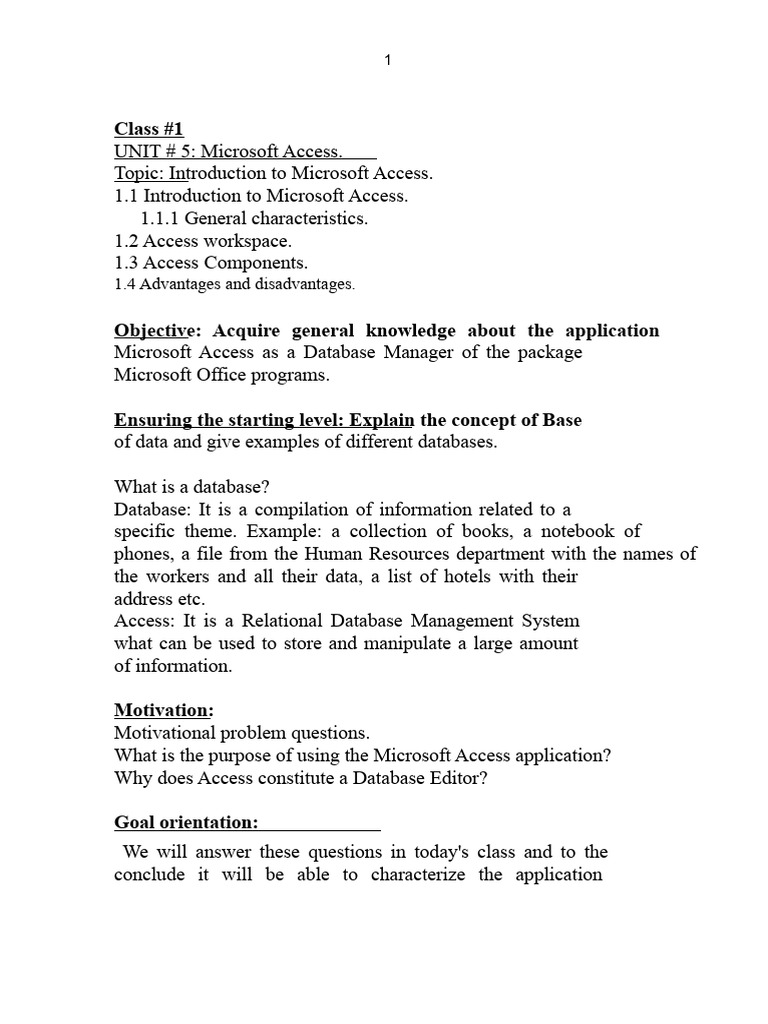 Access Lesson Plan | PDF | Databases | Microsoft Access