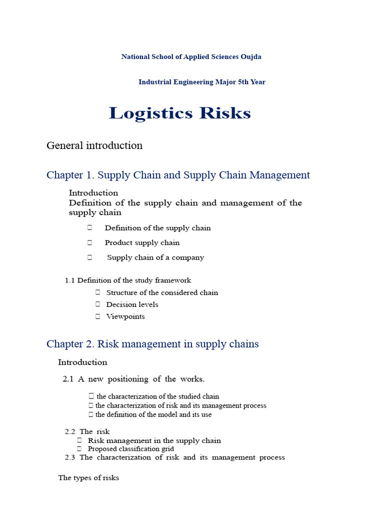 Module 5 Logistic Risk - v1 | PDF | Supply Chain | Risk
