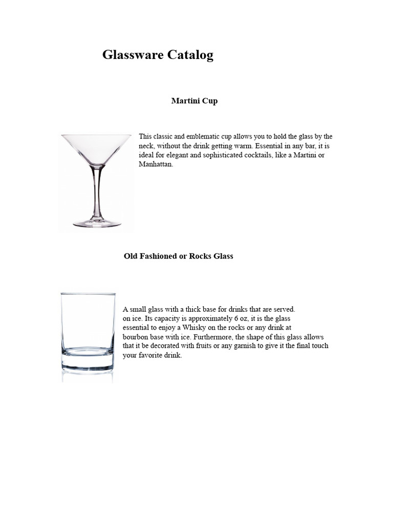Essential Glassware for Cocktails | PDF | Drink | Mixed Drinks