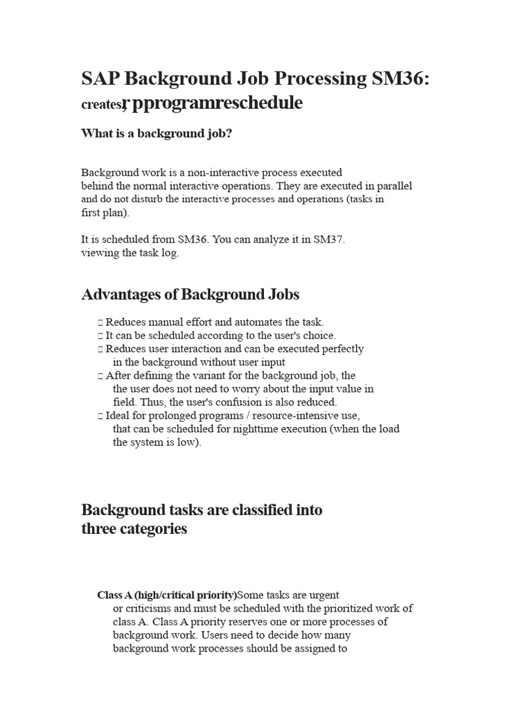 SAP Background Job Processing SM36 - Create - Schedule - Reschedule ...