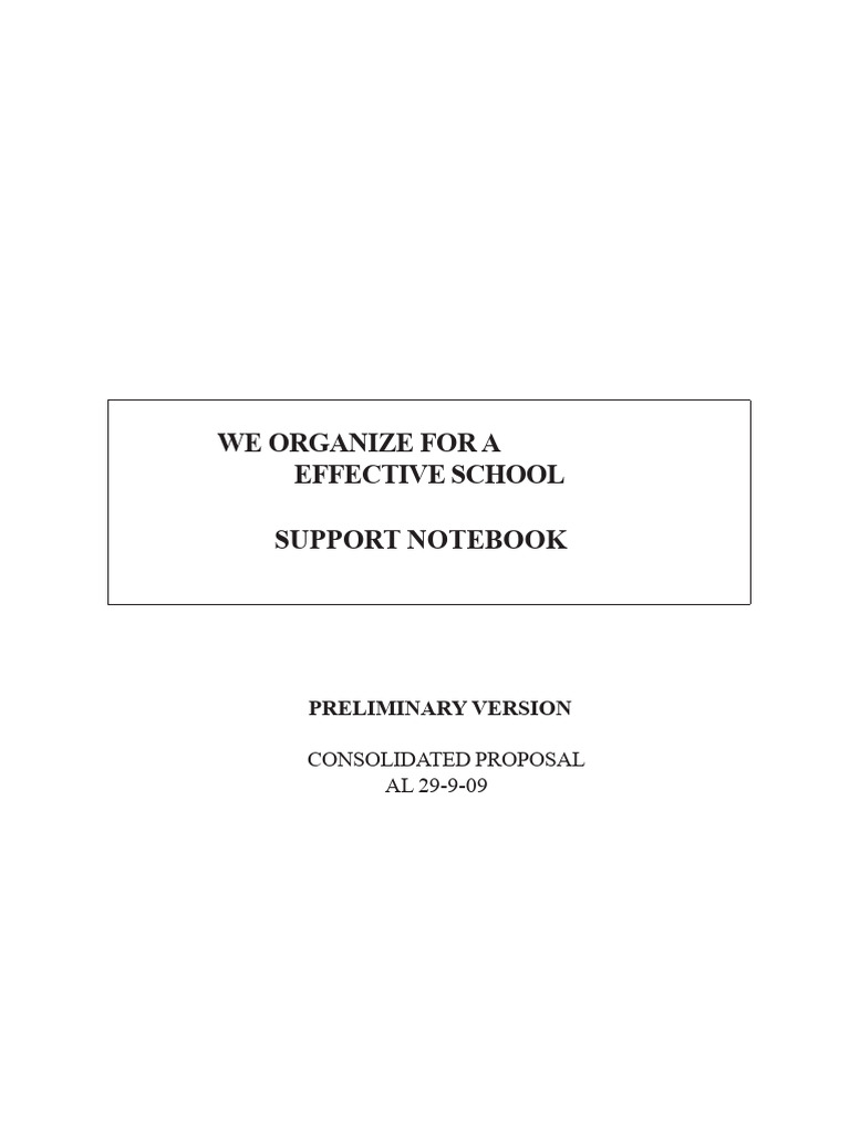 Effective Schools Notebook 29-9-09 | PDF | Curriculum | Teachers