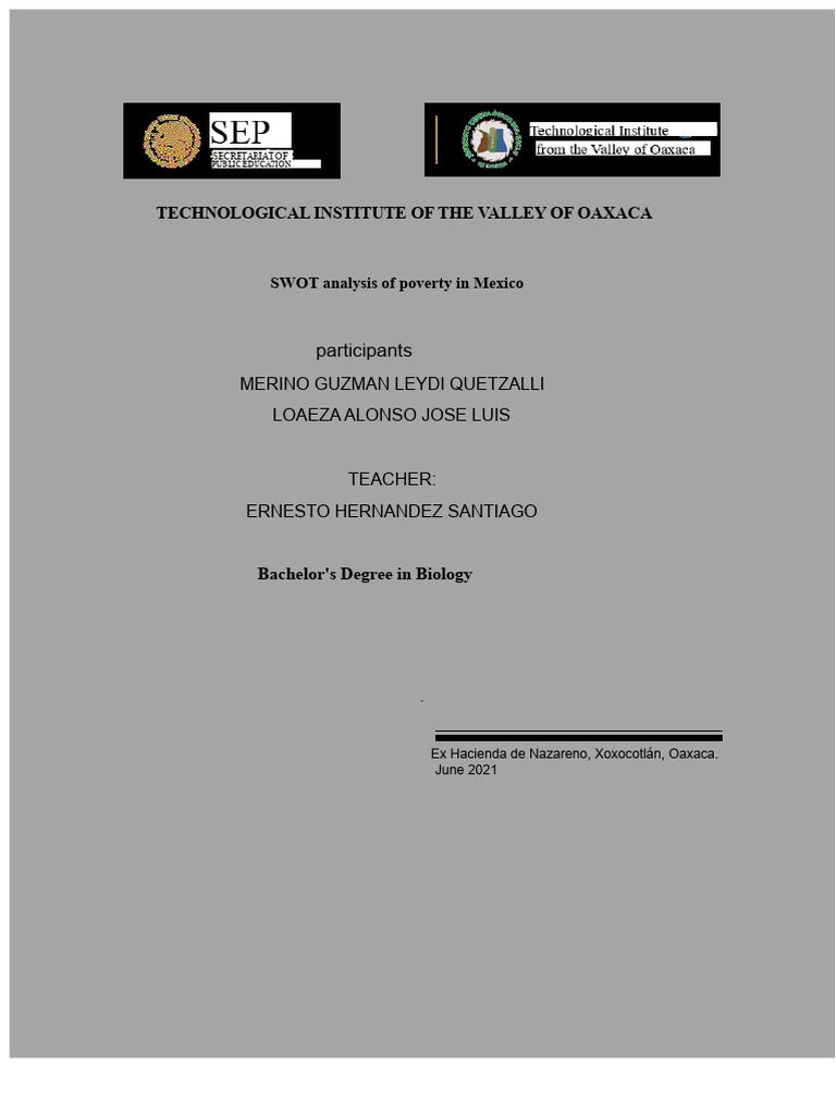 SWOT Analysis of Poverty in Mexico | PDF | Poverty | Poverty & Homelessness