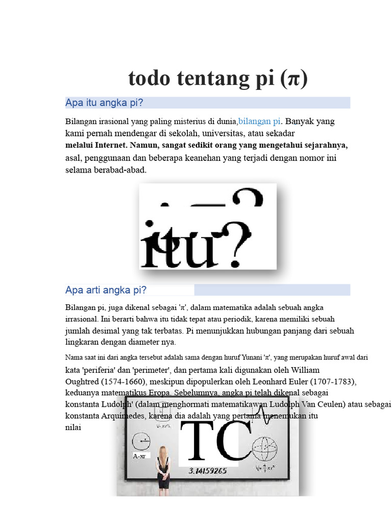 Sejarah dan Nilai Angka Pi | PDF