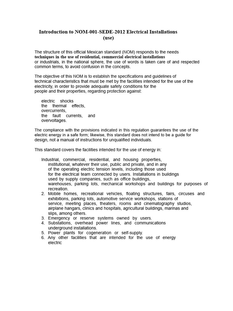 NOM-001-SEDE-2012 Electrical Standards | PDF | Electrical Wiring ...