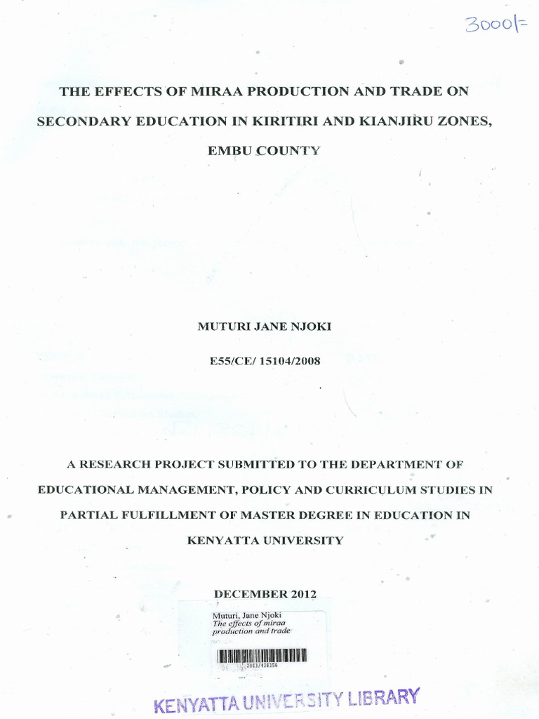 The Effects 'Of Miraa Production and Trade On | PDF
