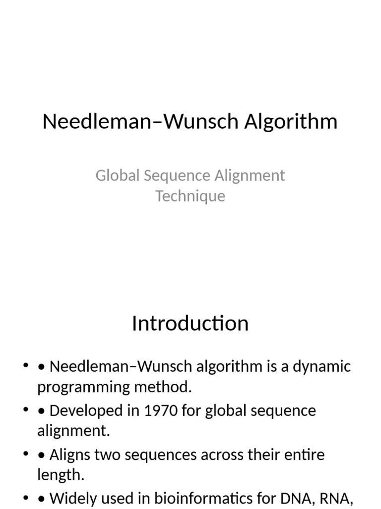 Needleman Wunsch Algorithm | PDF