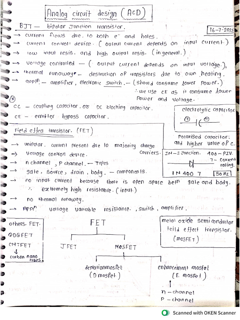 Analog Circuit Handwritten Notes | PDF