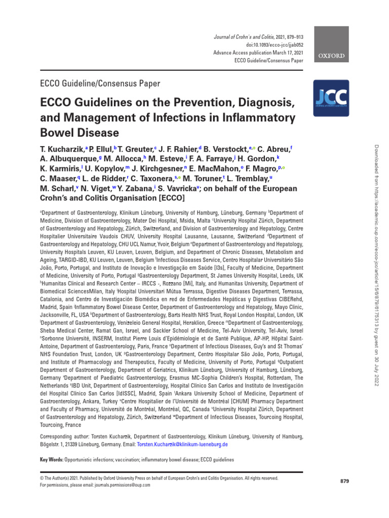 ECCO Guidelines on IBD Infections | PDF | Hepatitis B | Inflammatory ...