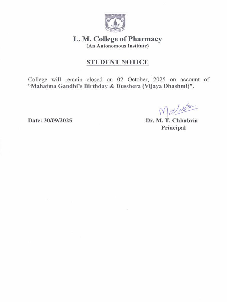 Student Notice (4) - 1 | PDF