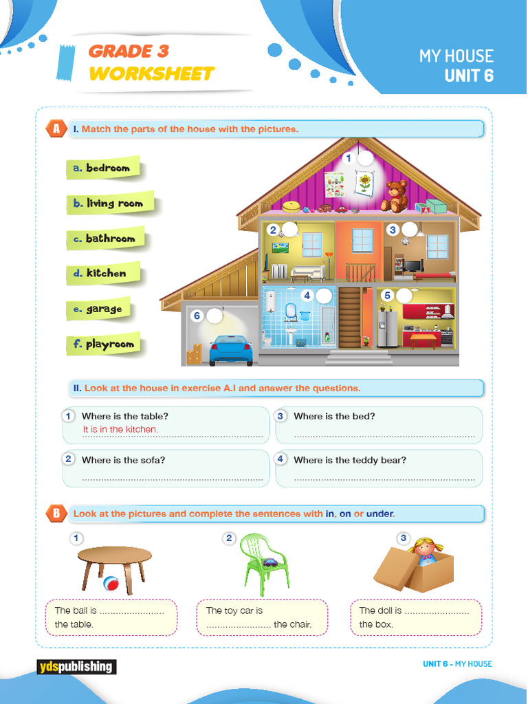 Grade 3 My House Worksheet | PDF | Bedroom