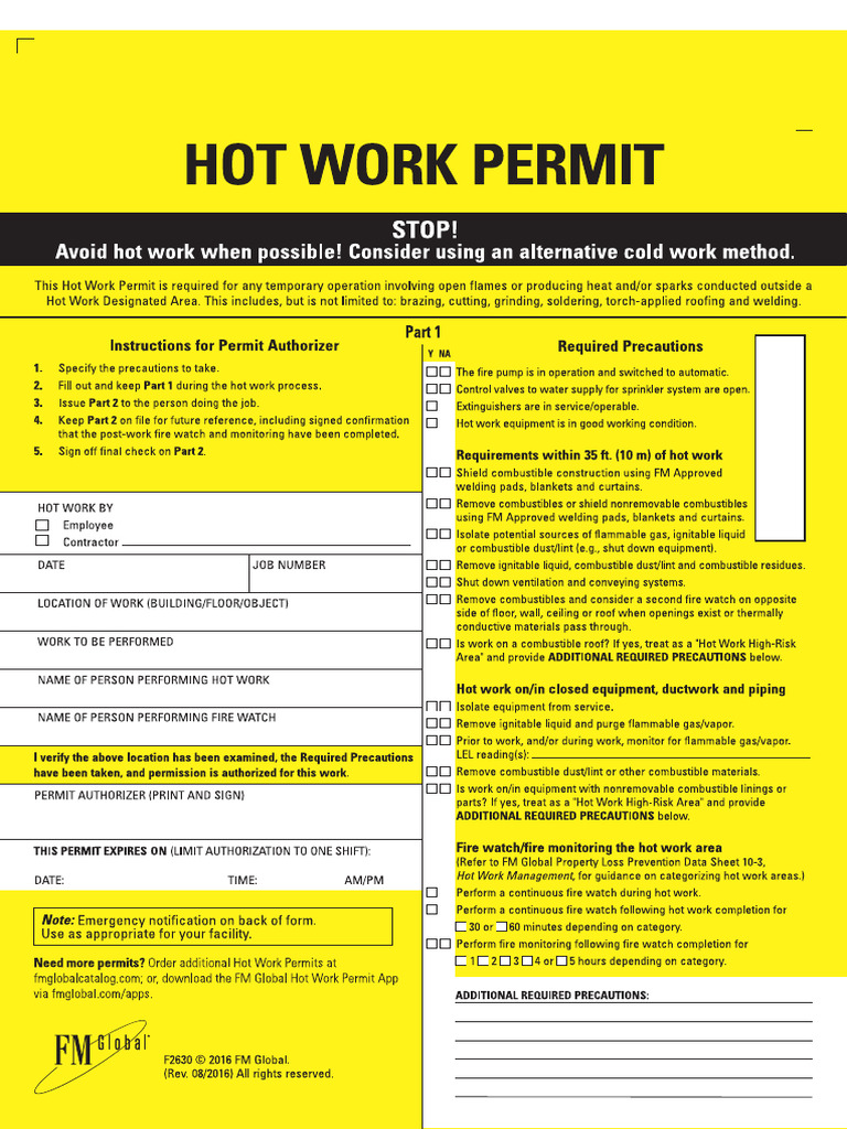 Hot Work Permit Example | PDF