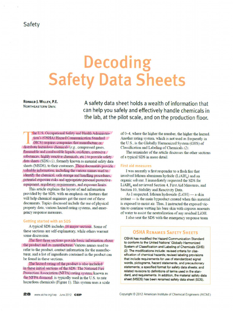 Safety Data Sheets | PDF