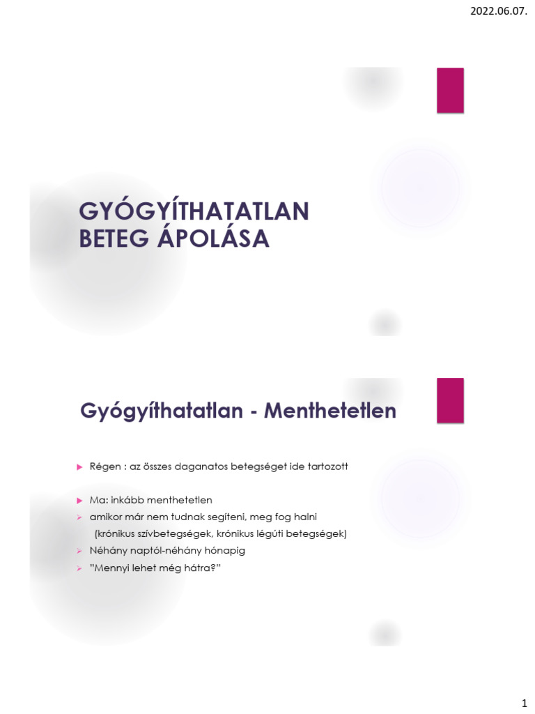 GYÓGYÍTHATATLAN BETEG ÁPOLÁSA 05.31.ösi Kriszti Féle 2022 06 - 07 | PDF