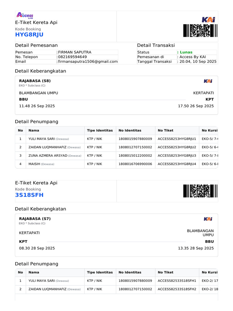 Payment Detail Perjalanan | PDF