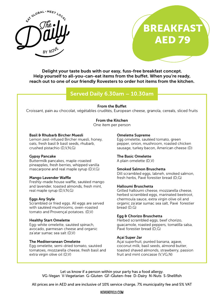 Rove Breakfast Menu English Big 2024 | PDF | Pancake | Foods