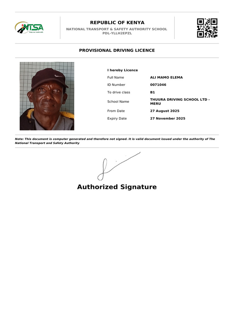PDL YLLH2EPZL Provisional Driving License | PDF