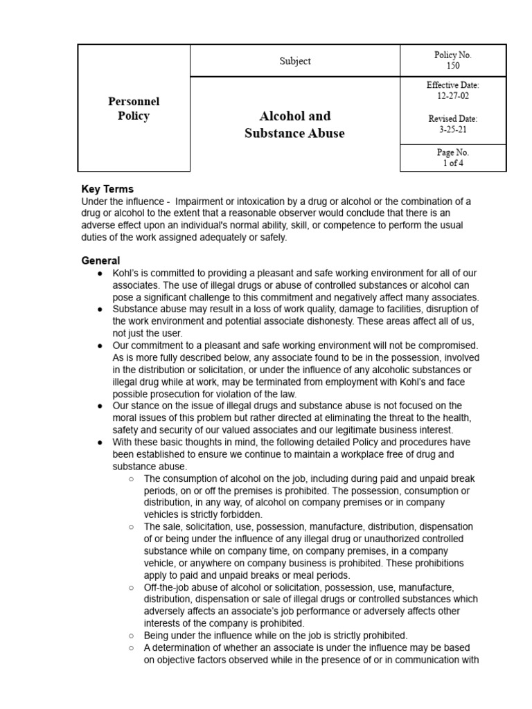 150 Alcohol and Substance Abuse.V2 | PDF | Substance Abuse | Drug Test